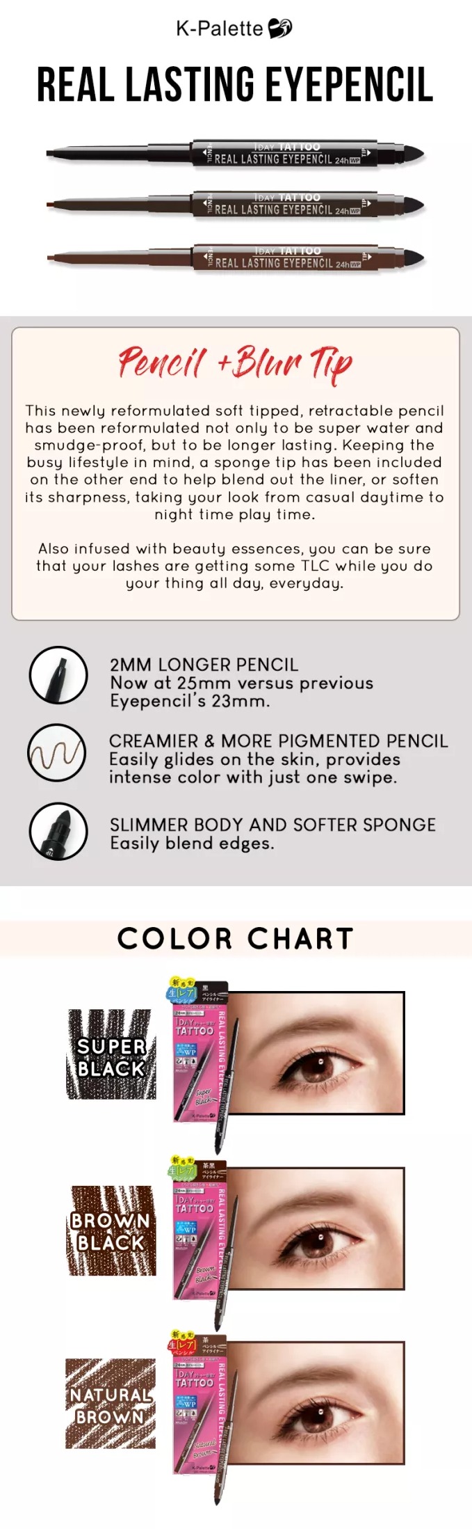 K-Palette - Real Lasting Waterproof Eye Pencil 24H - 22g | Beauty Amora ...