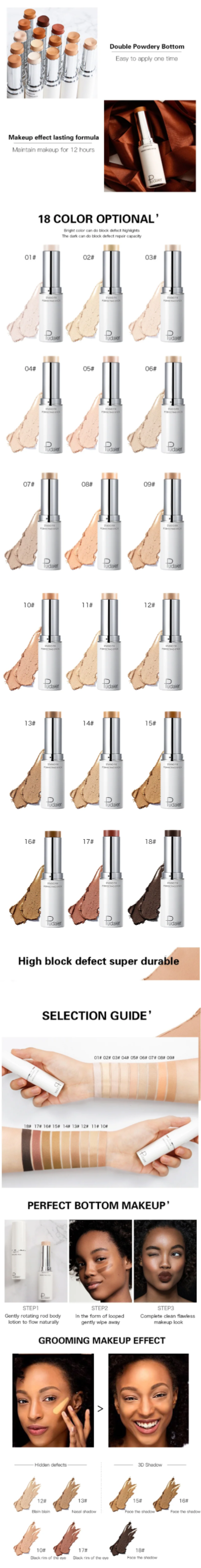 Pudaier - Velvet Matte Foundation Stick - 8g | Beauty Amora | Korean ...