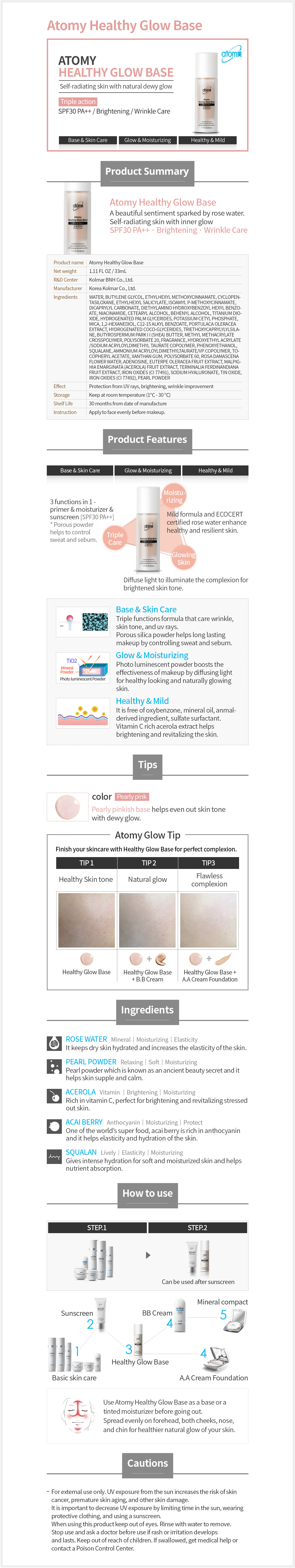 Atomy - Healthy Glow Base - 33ml | Beauty Amora | Korean Beauty Store ...