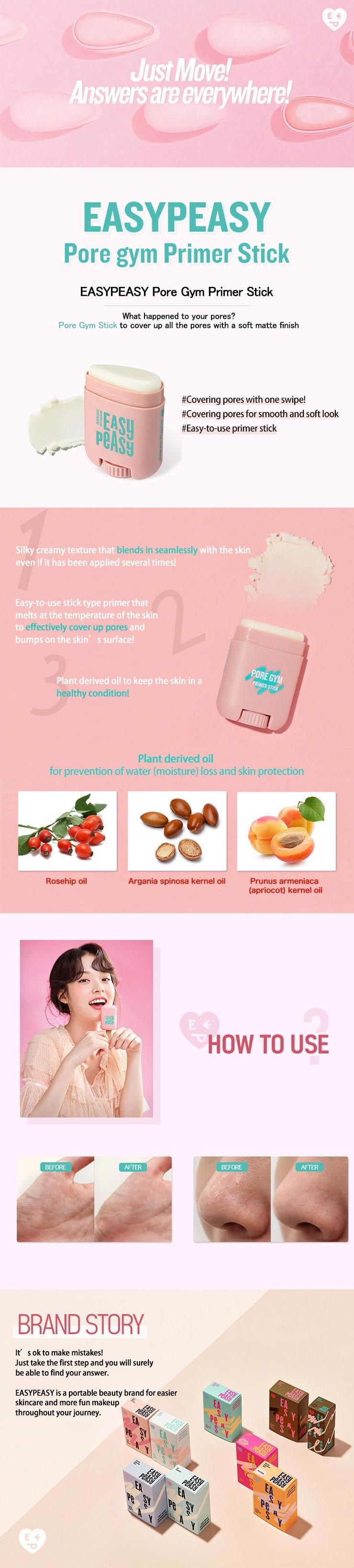 Easy Peasy - Pore Gym Primer Stick - 15g | Beauty Amora | Korean Beauty ...