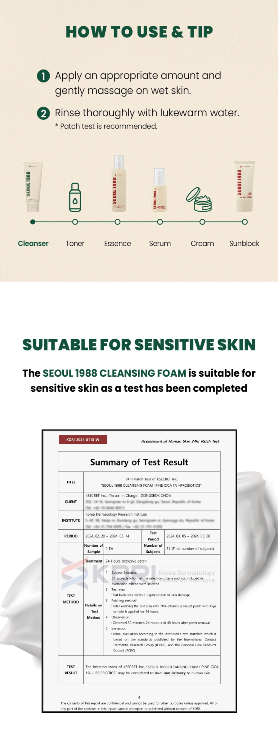 KSECRET - SEOUL 1988 Cleansing Foam : Pine Cica 1% + Probiotics - 150ml ...