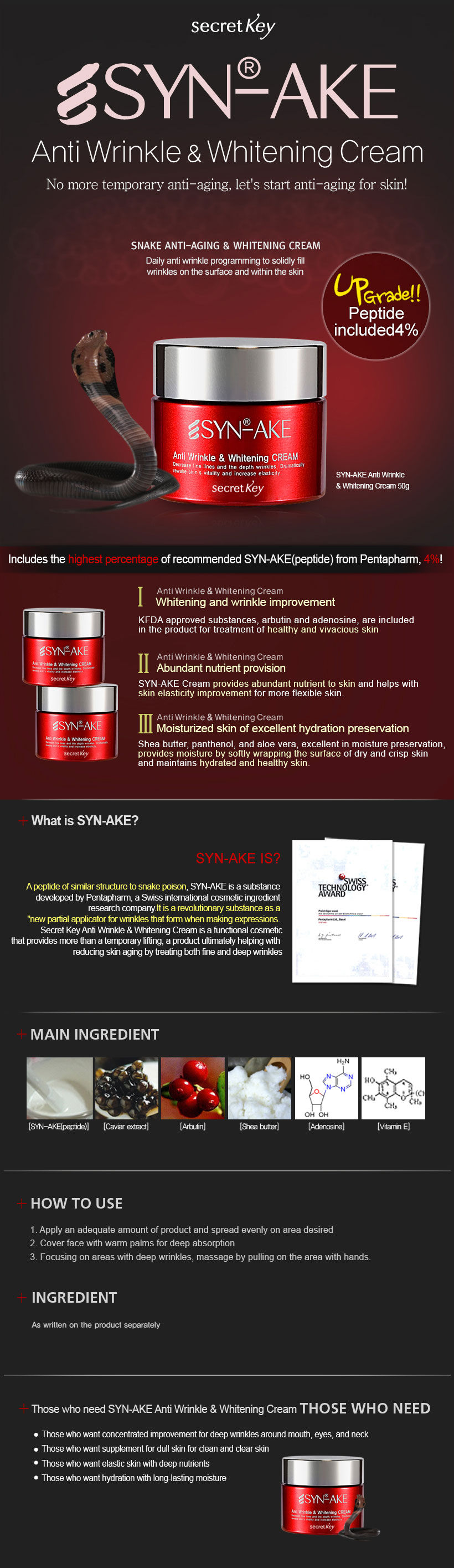 Secret Key - SYN-AKE Anti Wrinkle & Whitening Cream | Beauty Amora ...