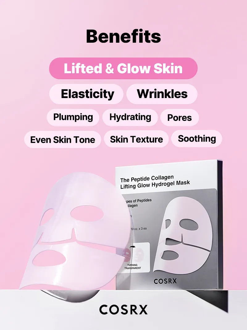 COSRX - The Peptide Collagen Lifting Glow Hydrogel Mask - 34g*3ea ...
