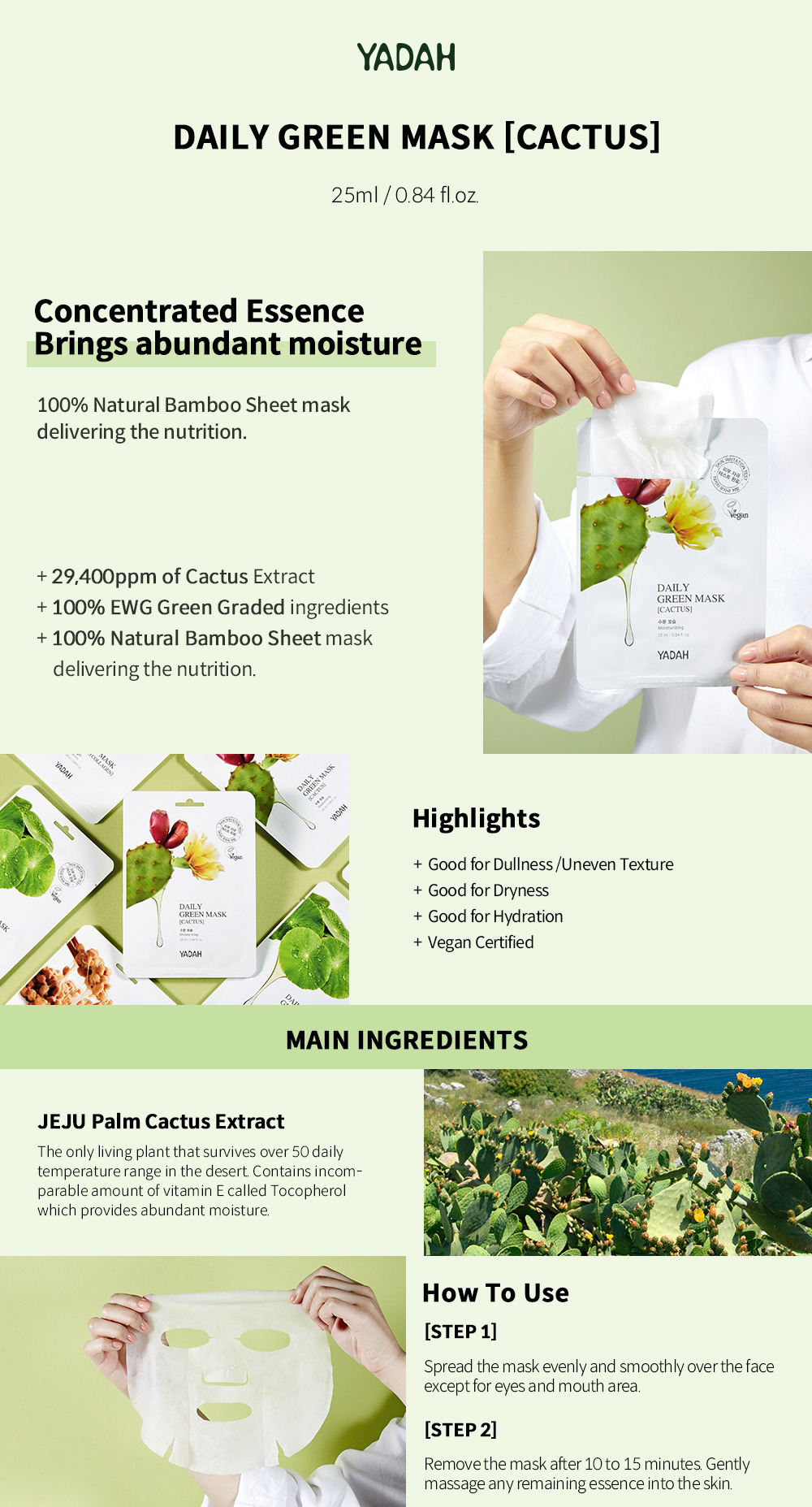 YADAH - Daily Green Mask - 25ml X 10pcs | Beauty Amora | Korean Beauty ...