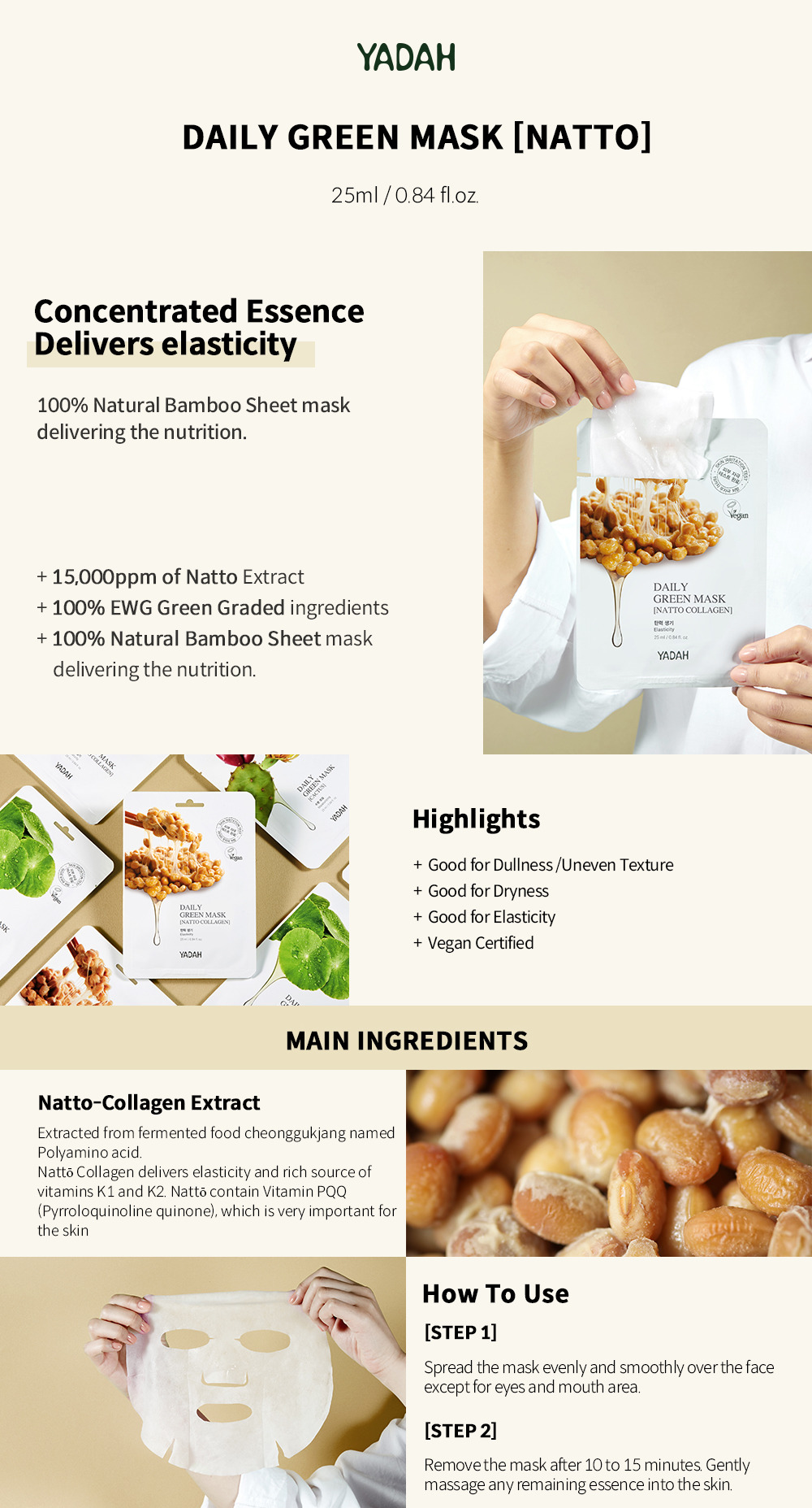 YADAH - Daily Green Mask - 25ml X 10pcs | Beauty Amora | Korean Beauty ...