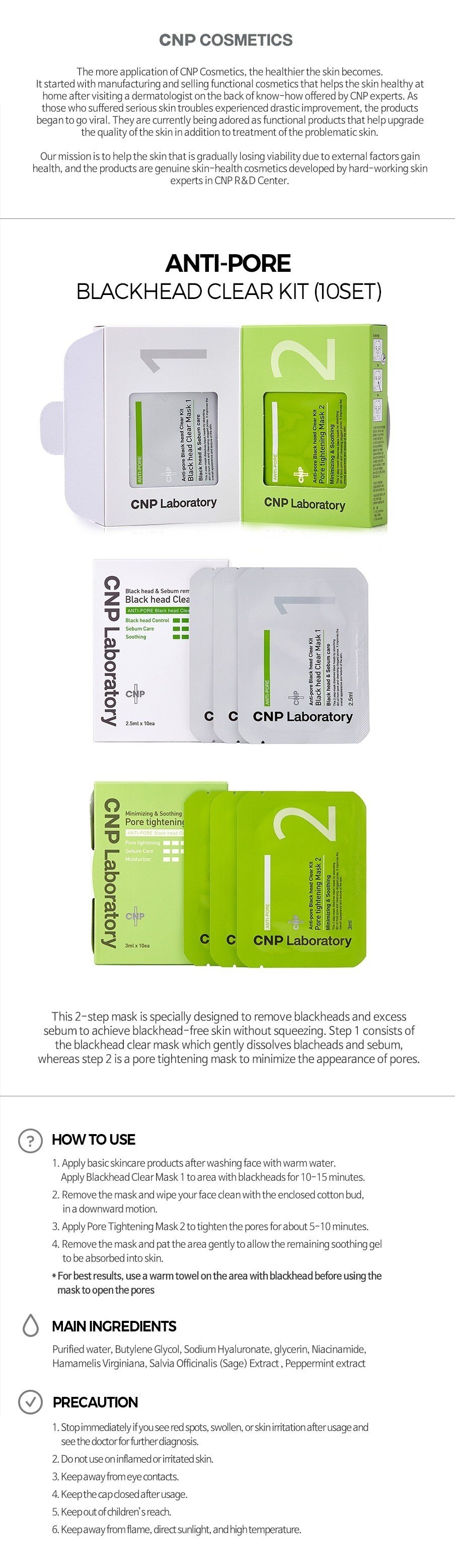 CNP LABORATORY - Anti Pore Black Head Clear Kit - 1pack | Beauty Amora ...