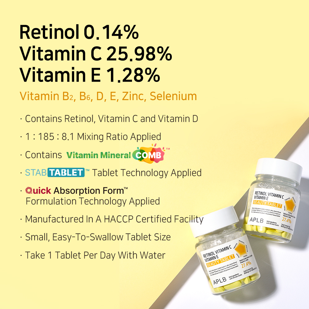 APLB - Retinol Vitamin C Vitamin E Beauty Tablet - 30ea | Beauty Amora ...
