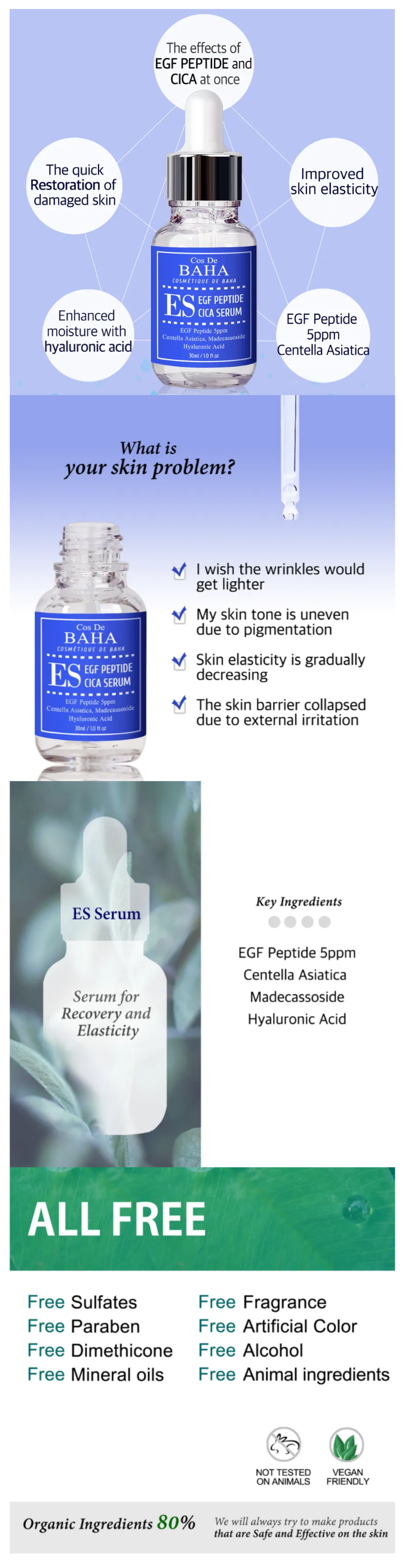 Cos De BAHA - EGF Peptide Cica Serum (ES) - 30ml | Beauty Amora | Korean Beauty Store in Australia