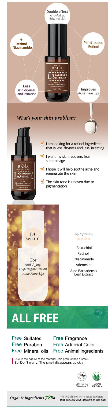 Cos De BAHA - Level 3 Bakuchiol 2 Retinol 1 Serum (L3) - 30ml | Beauty ...