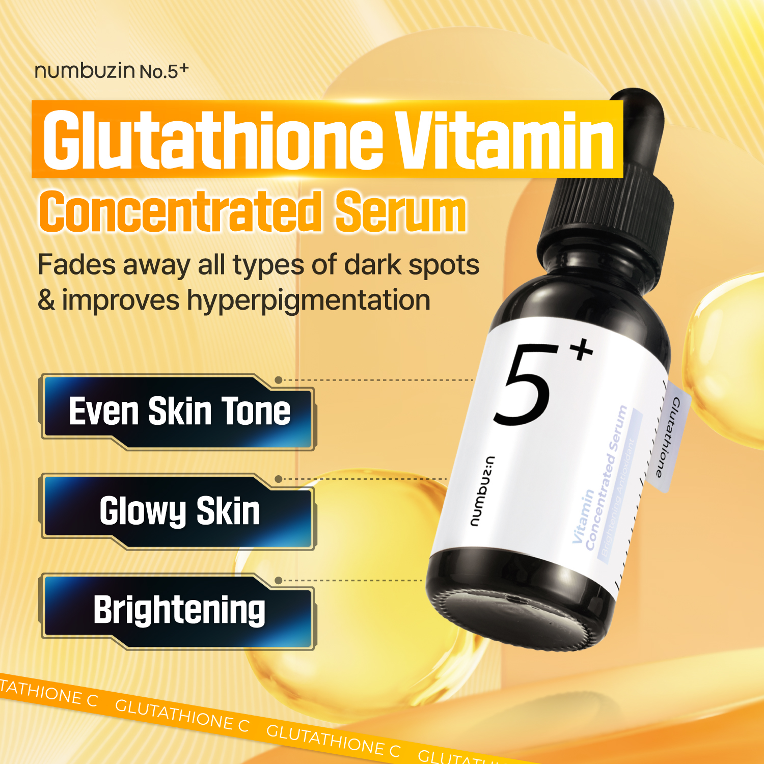 numbuzin - No.5+ Glutathione Vitamin Concentrated Serum - 30ml | Beauty ...