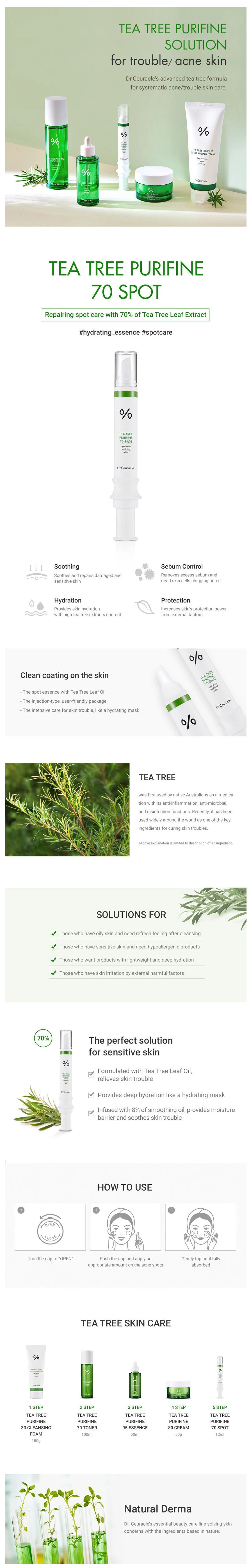 Dr.Ceuracle - Tea Tree Purifine 70 Spot - 12ml | Beauty Amora | Korean ...