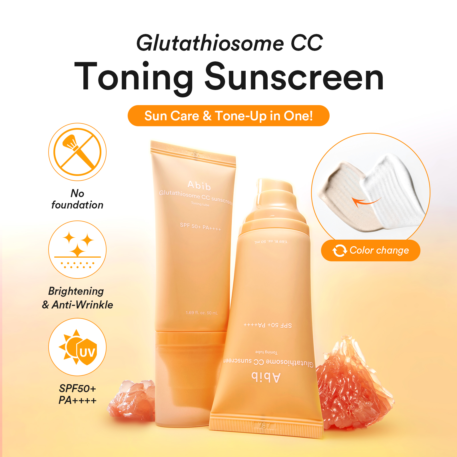 Abib - Glutathiosome CC Sunscreen Toning Tube SPF 50+ PA++++ - 50ml ...