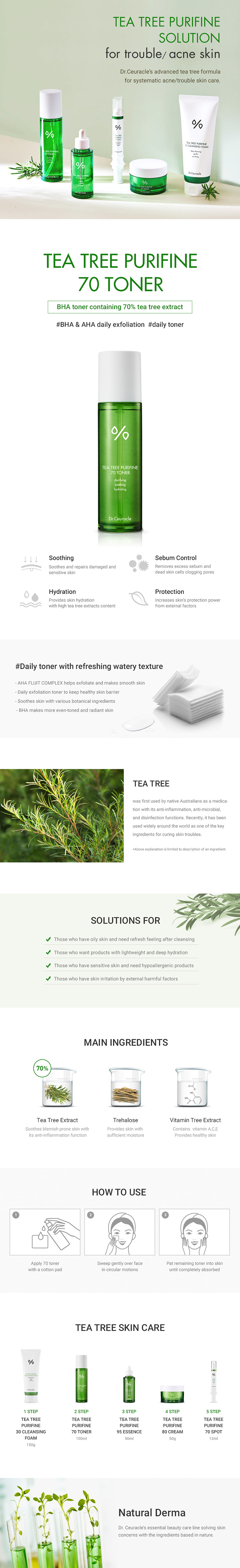 Dr.Ceuracle - Tea Tree Purifine 70 Toner - 100ml | Beauty Amora ...