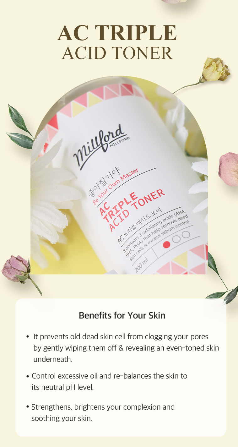 Millford - AC Triple Acid Toner - 200ml | Beauty Amora | Korean Beauty ...