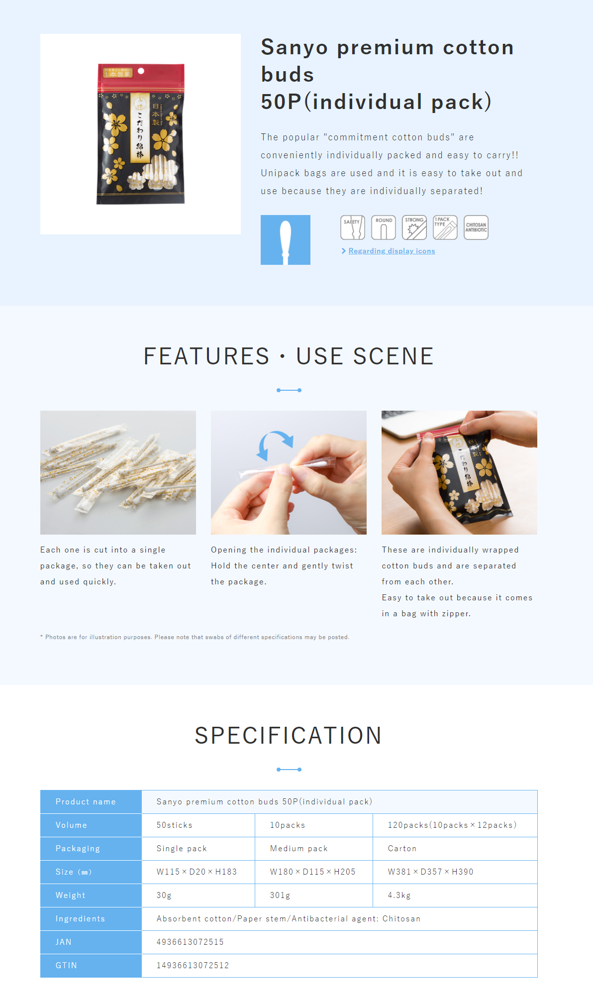 SANYO - Premium Individual Pack Cotton Buds - 50pcs | Beauty Amora ...