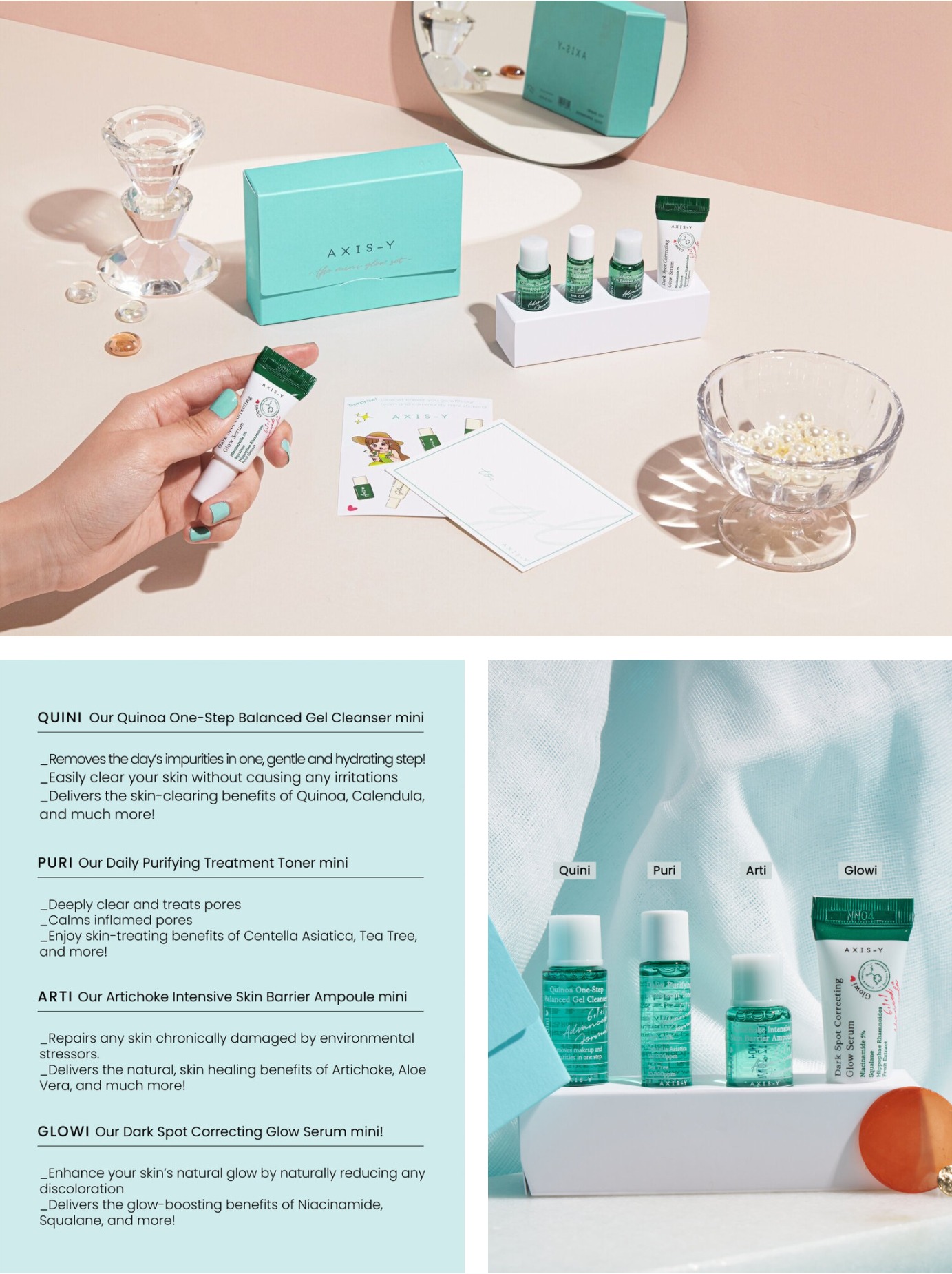 AXIS-Y - The Mini Glow Set - 1set(4items) | Beauty Amora | Korean ...